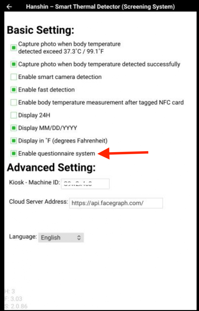 Touchless Questionnaire Pad – FaceGraph Knowledgebase